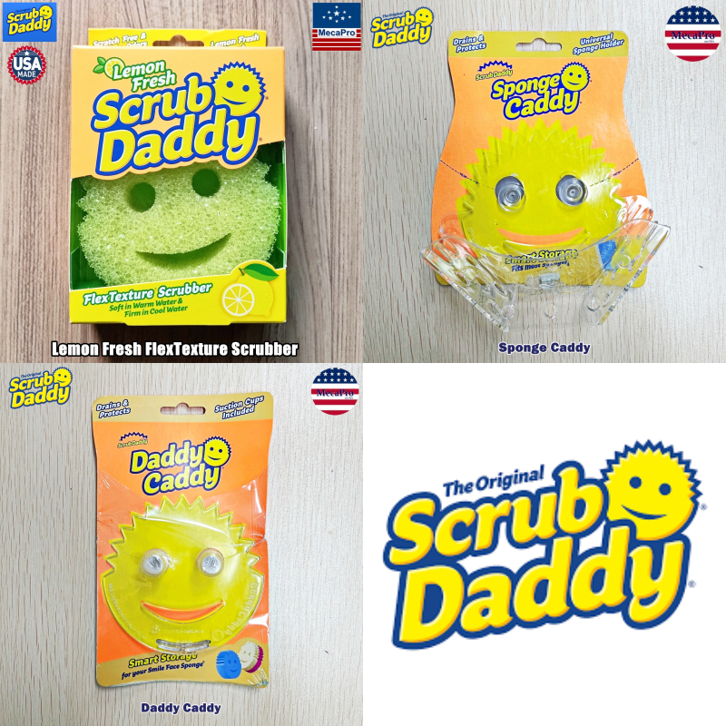 Scrub Daddy® Lemon Fresh FlexTexture Scrubber or Sponge Caddy ฟองน้ำ ...