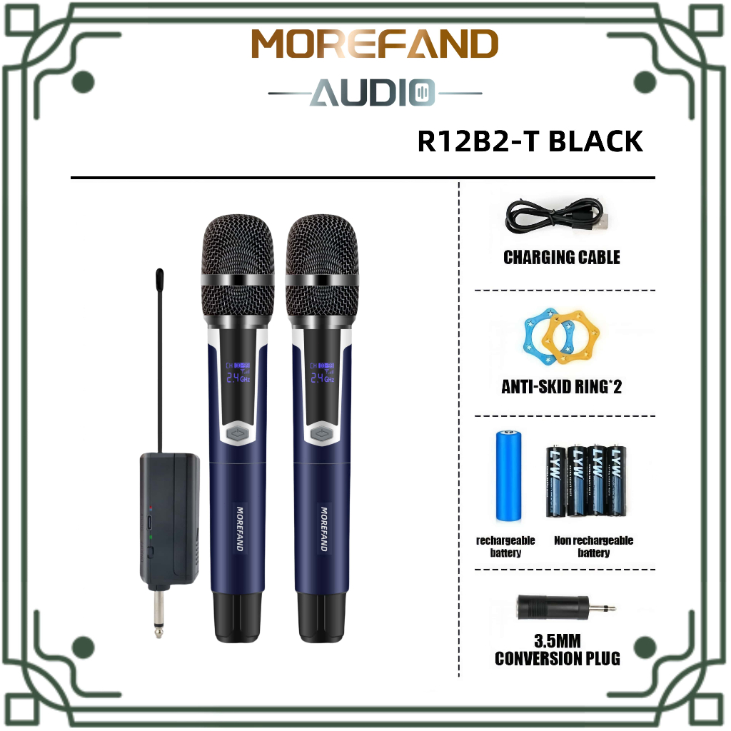 Morefand ไมโครโฟนแบบมือถือ ตัวรับสัญญาณไมค์ลอย microphone wireless ไมค์ร้องคาราโอเกะ ไมค์ไลฟ์สด ...