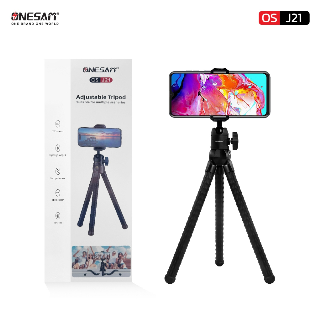 ขาตั้งกล้อง ONESAM รุ่น OS-J21 รูปแบบหนวดปลาหมึก มาพร้อมคลิปหนีบในตัว Adjustable Tripod สำหรับ ...