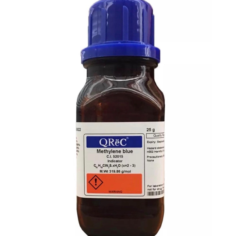 (M2153) สารเคมี Methylene blue C.I.52015, Indicator ยี่ห้อ Qrec. 25 g ...