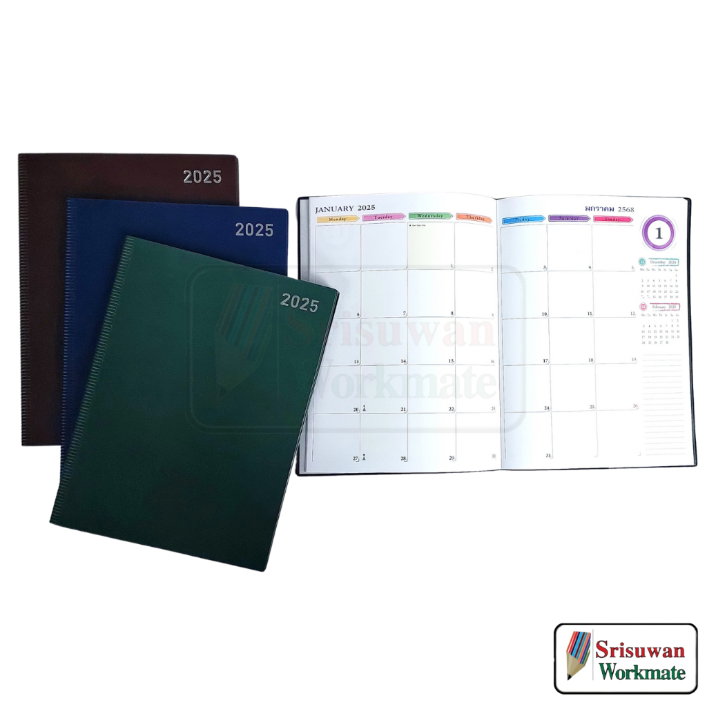DX501 คละสีปก Schedule Book 2024 21.5x29.3 ซม. ปกหนัง กันน้ำ 2568 Year ...