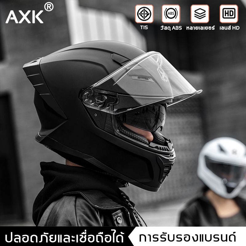 AXK หมวกกันน็อค หมวกกันน๊อคเต็มใบ เลนส์คู่กันหมอก HD สายรอบศีรษะปรับได้ ...