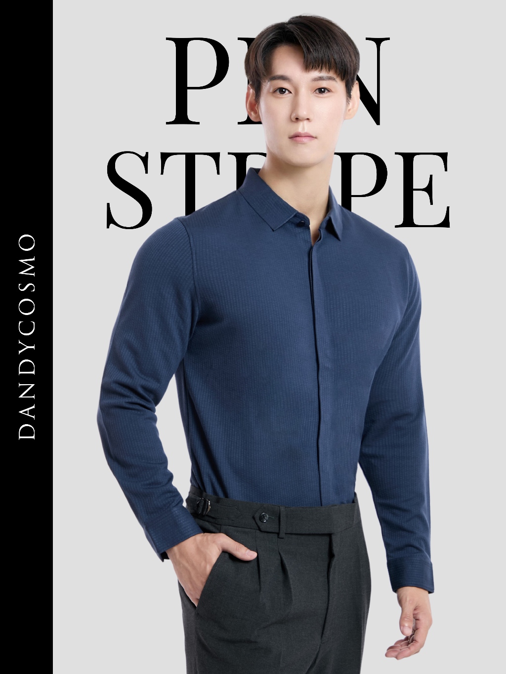 DANDY COSMO | เสื้อเชิร์ต Limited Premium รุ่น Pen stripe hidden button shirts | Shopee Thailand