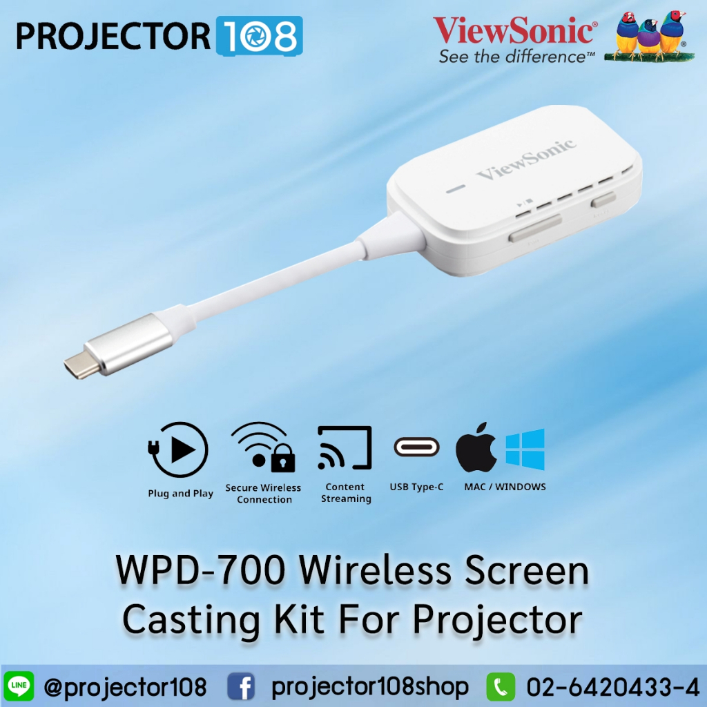Viewsonic WPD-700 Wireless Screen Casting Kit For Projector | Shopee ...