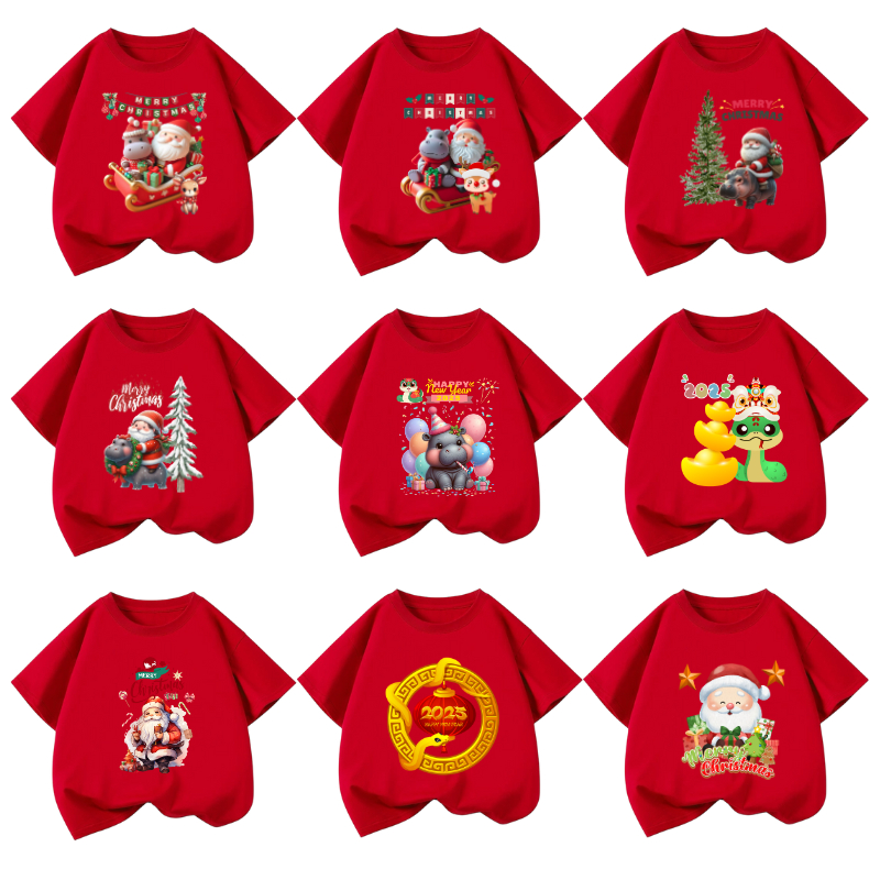 เสื้อยืดเด็กพิมพ์ลายหมูเด้งคริสมาส Moodeng Christmas หมูเด้งสวัสดีปี ...