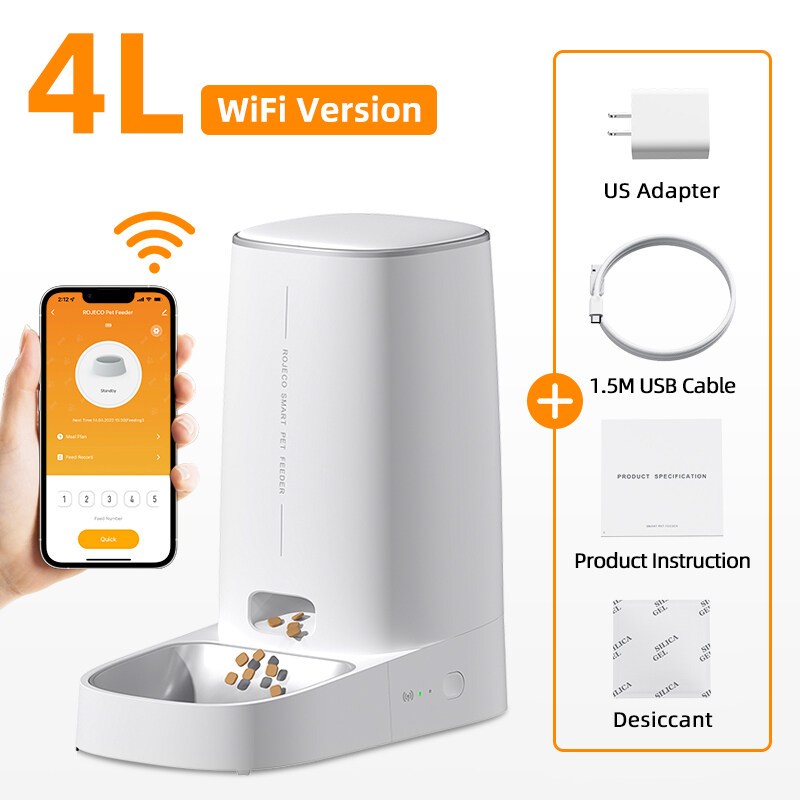 เครื่องให้อาหาร สุนัข แมว สัตว์เลี้ยง 4L แบบอัตโนมัติ Smart Freeder ชาม ...