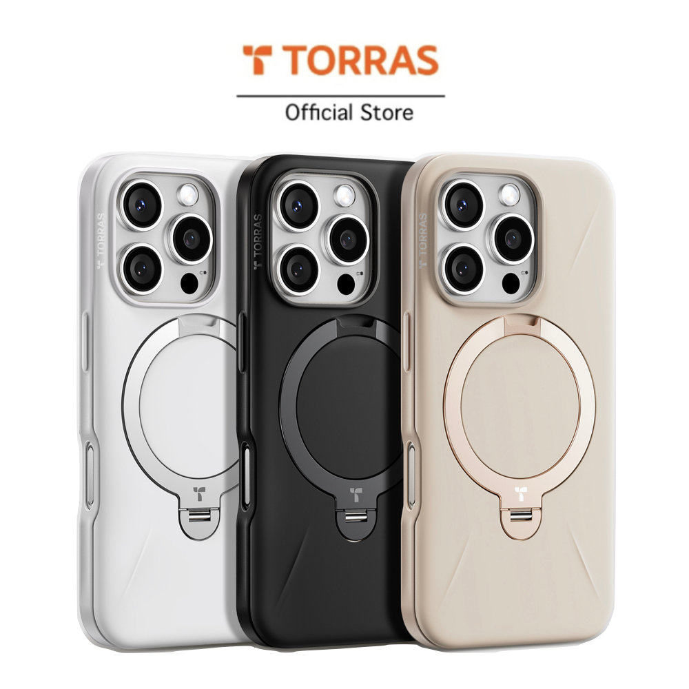 เคสมือถือ Torras Ostand Spin Fusion Series iP 16 Pro / 16 Pro Max - Ivory White / Onyx Black ...