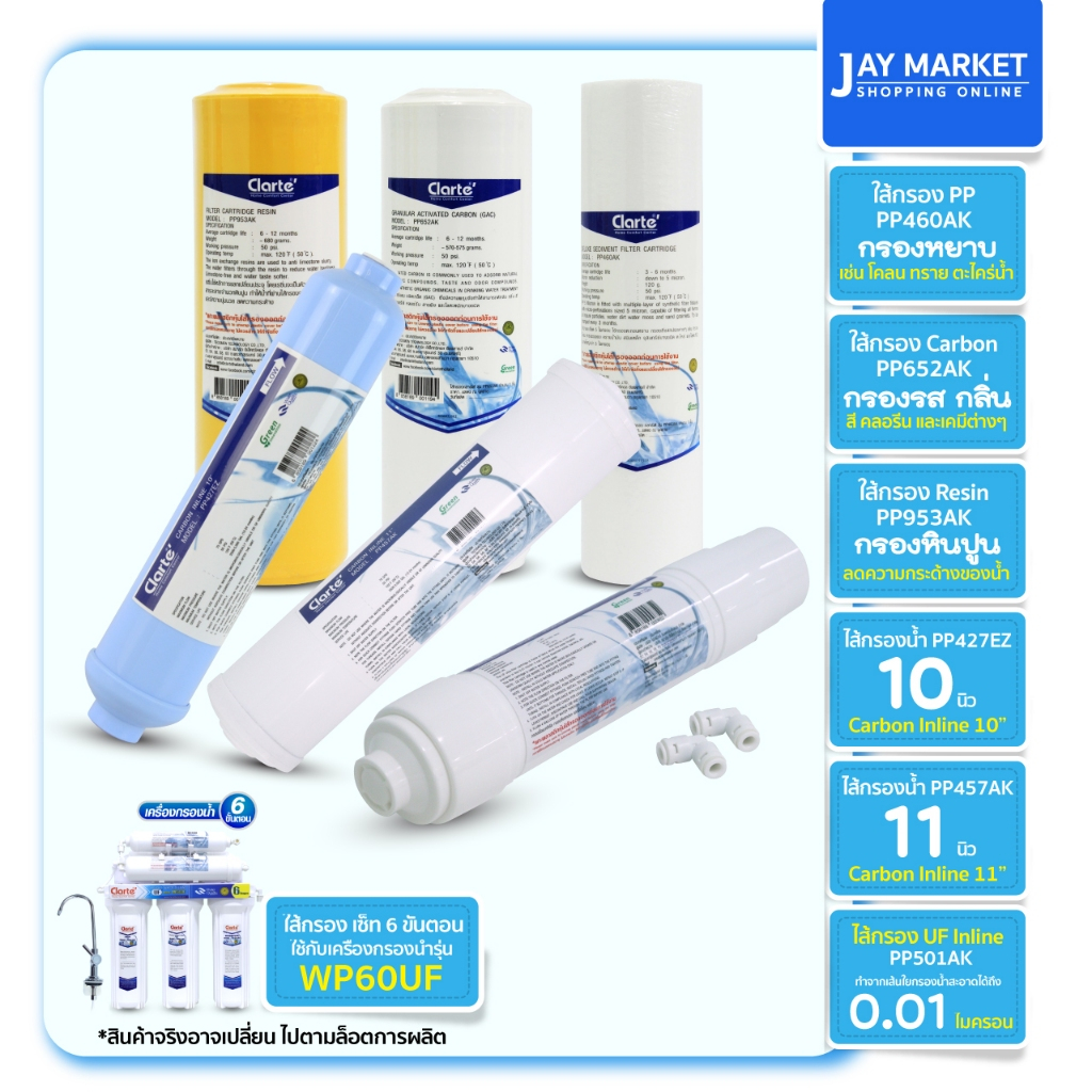 Jaymarket ชุดเซตไส้กรอง 6 ขั้นตอน ใช้กับรุ่น WP60UF | Shopee Thailand