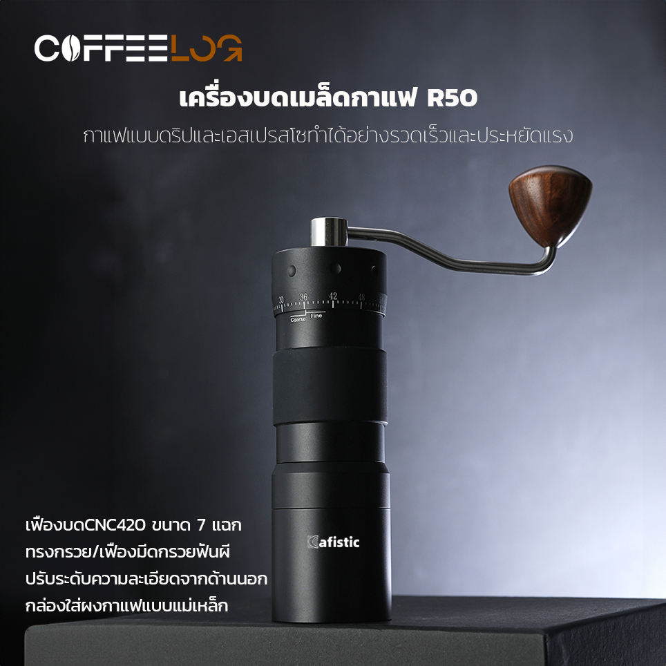 [รับประกัน 1 ปี] Coffee Log Cafistic เครื่องบดเมล็ดกาแฟมือหมุน 7 แฉก ...