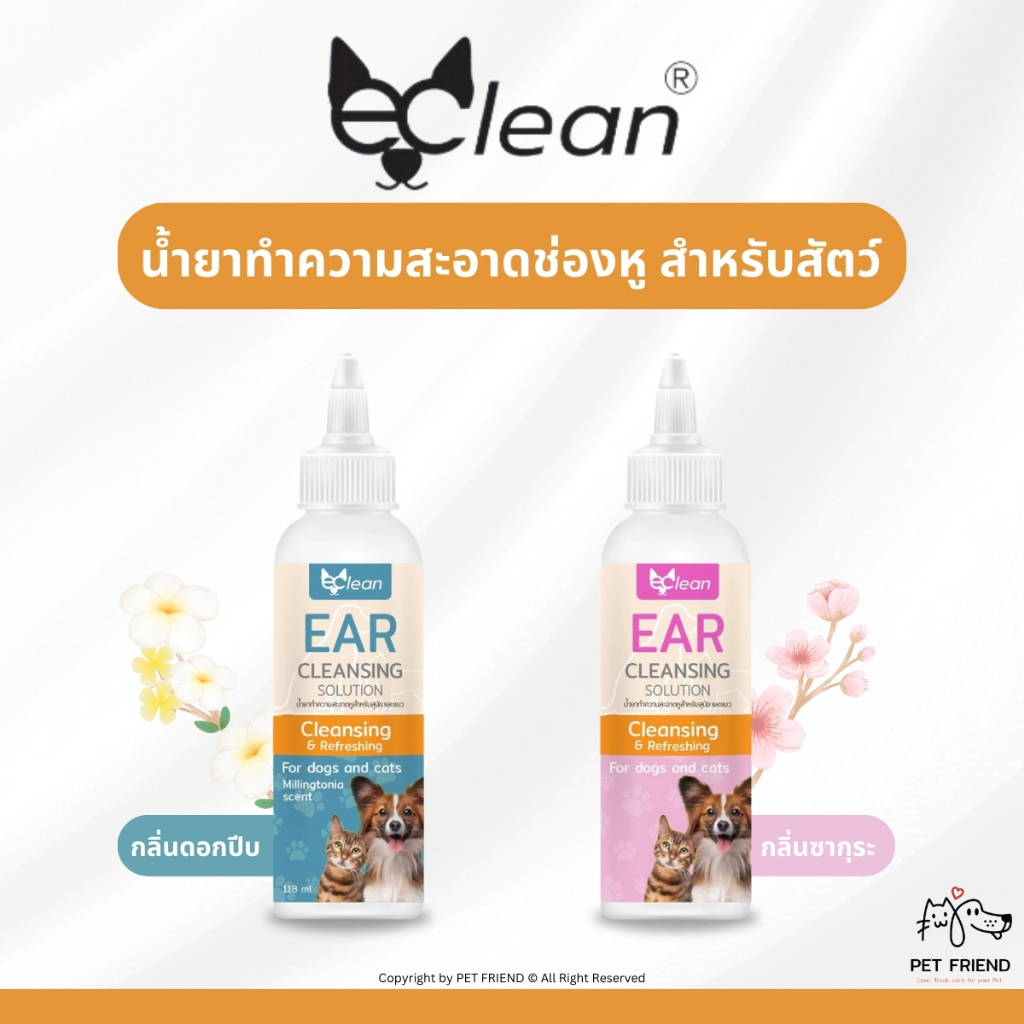 eClean 🐶🐱 EAR Cleansing Solution ผลิตภัณฑ์ทำความสะอาดช่องหู สำหรับสุนัข ...