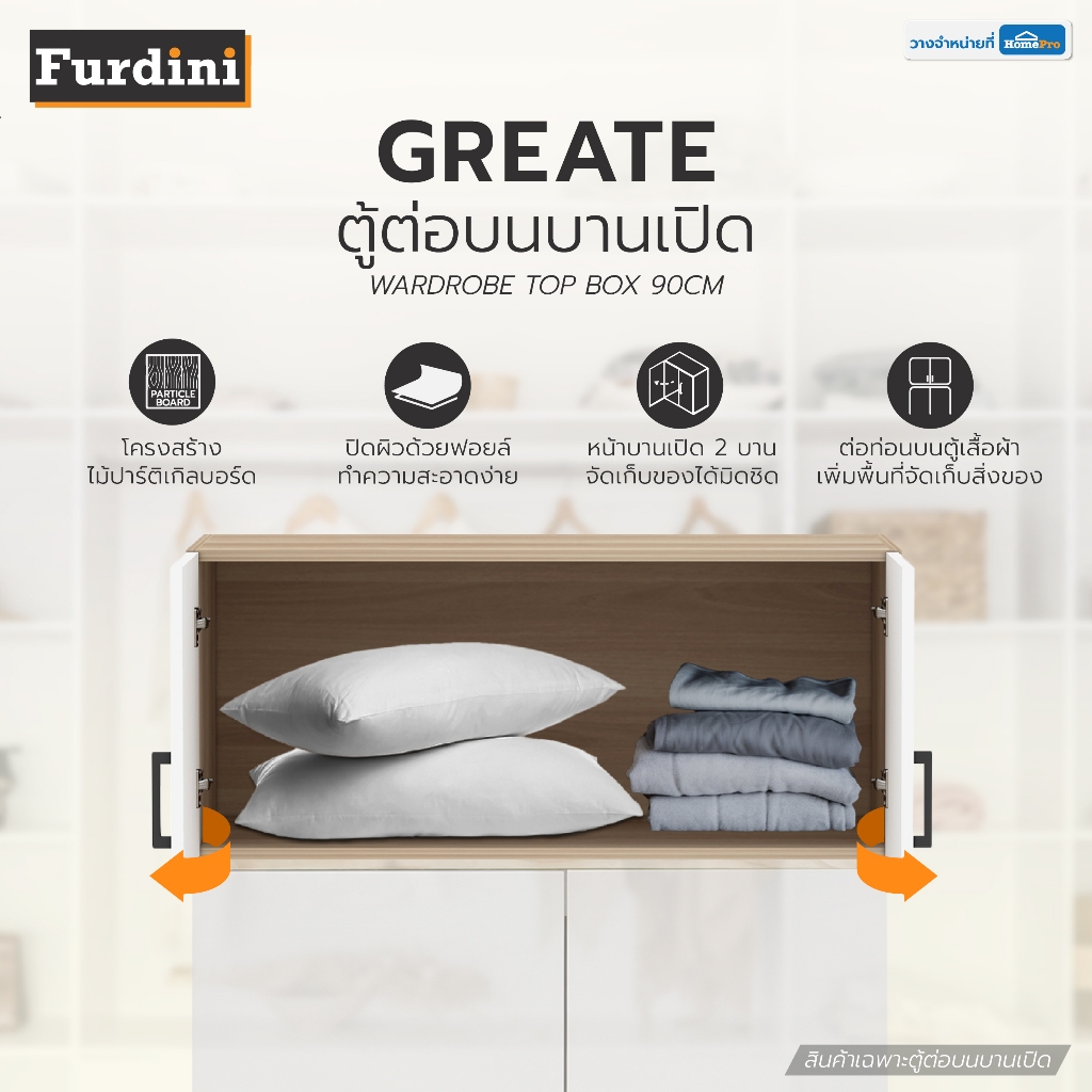 ตู้ต่อบนบานเปิด GREATE 90 ซม. สีไวท์โอ๊ค/ขาว แบรนด์ FURDINI | Shopee Thailand