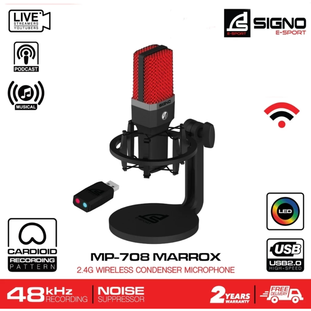 SIGNO E-Sport Professional 2.4G Wireless Condenser Microphone MARROX ...