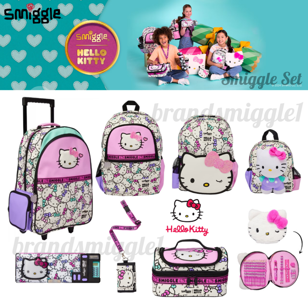 Smiggle Hello Kitty Teeny Tiny กระเป๋าเป้ กระเป๋าตังค์ กดเด้ง กล่อง ...