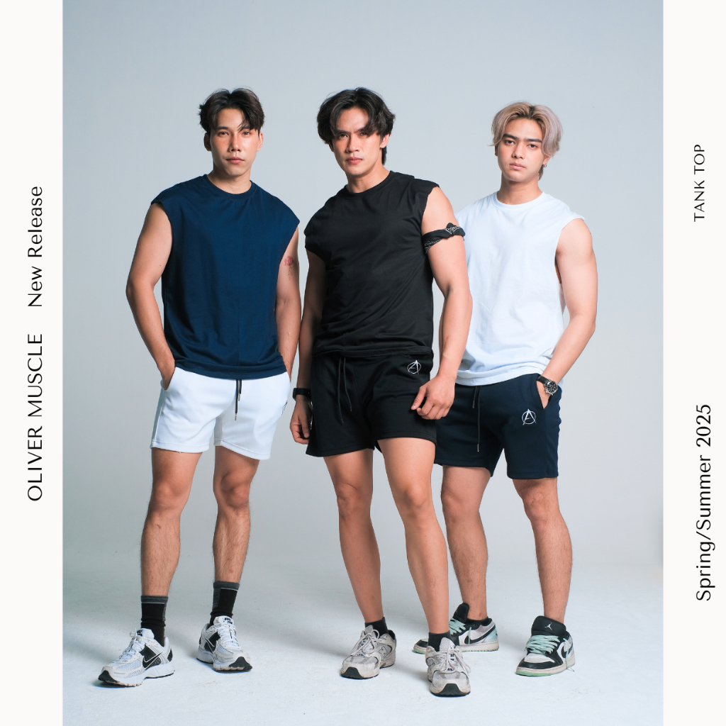 OLIVER MUSCLE เสื้อยืดแขนกุดทรงเกาหลี สีพื้น ผ้านุ่ม ใส่สบายไม่ร้อน ...