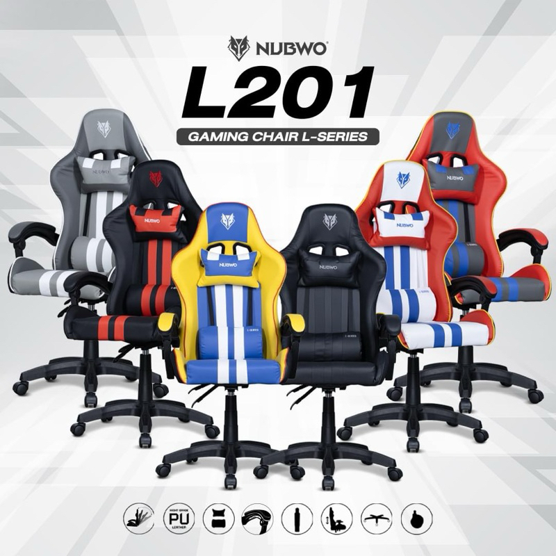 NUBWO L201 Gaming chair เก้าอี้เกมมิ่งดีไซน์เท่ สปอร์ต เข้าได้กับทุกการแต่งบ้าน ปรับเอนได้ มีให้ ...