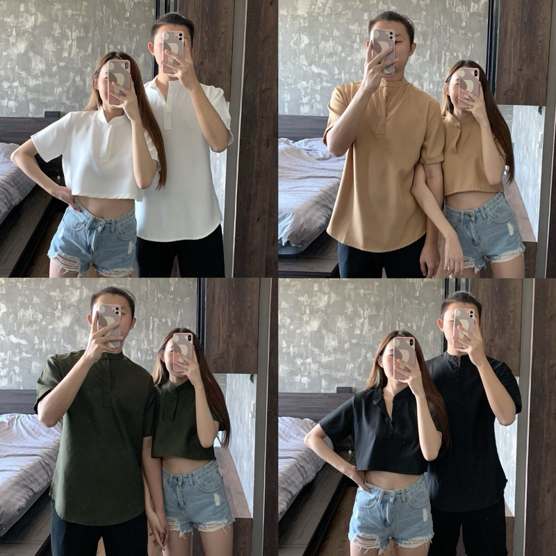 Pcs - Mandarin Couple Set เสื้อคู่เชิ้ตคอจีน (45-47) | Shopee Thailand