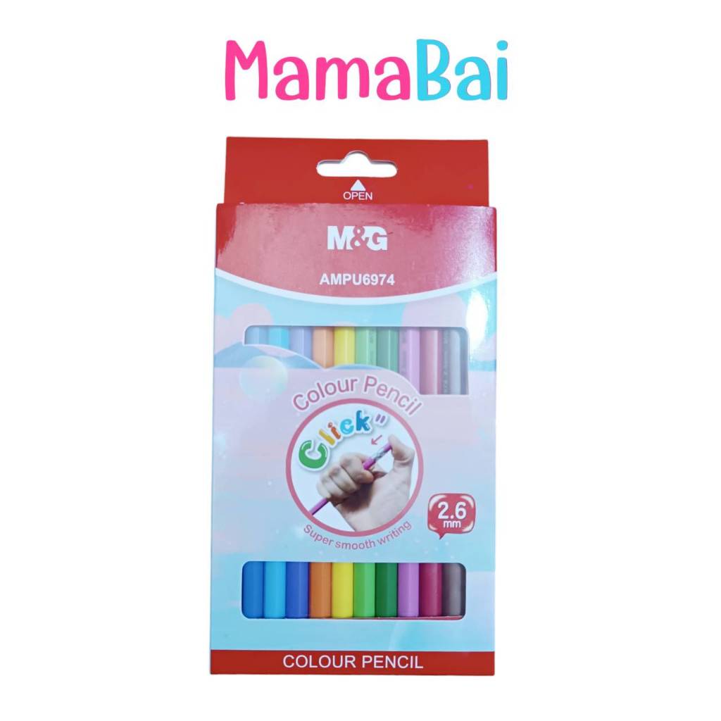 (MMB) M&G ดินสอสี แบบกด Click 12 สี @MamaBaiShop | Shopee Thailand