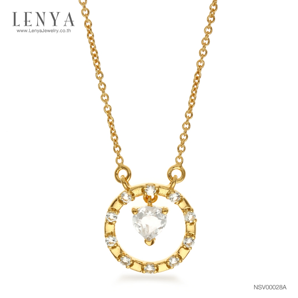 Lenya Jewelry สร้อยคอเงินแท้ 925 ชุบ Pink Gold ดีไซน์รูปหัวใจในวงล้อ ...