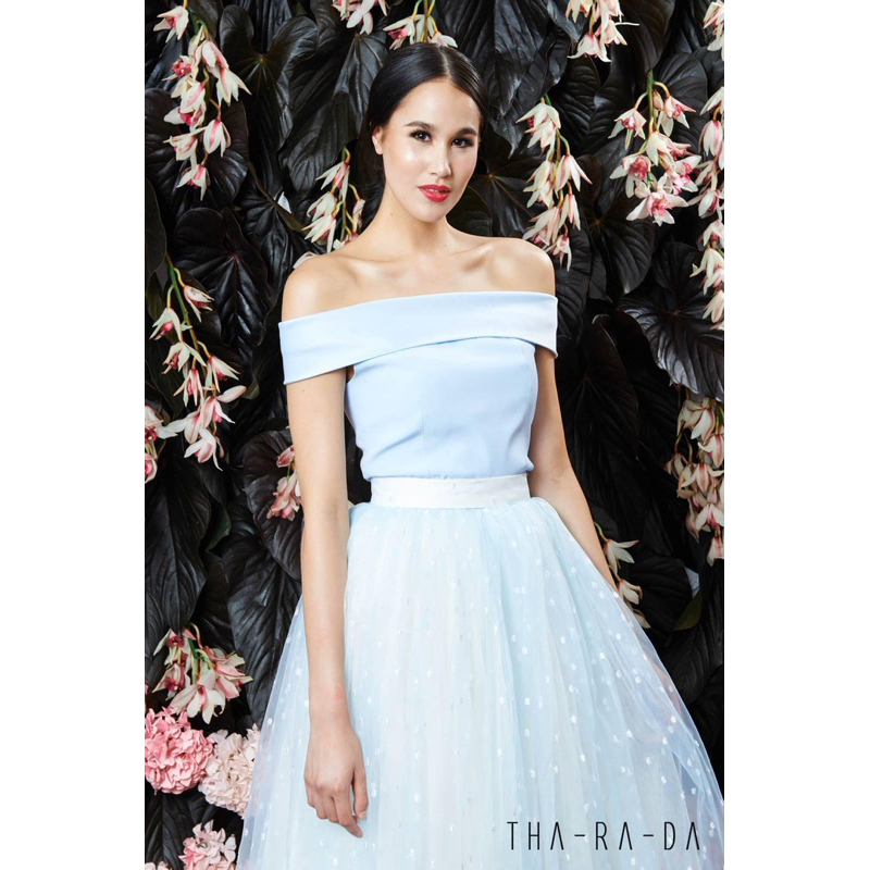 เสื้อปาดไหล่ สีชมพูพาสเทล แบรนด์ THA RA DA | Shopee Thailand