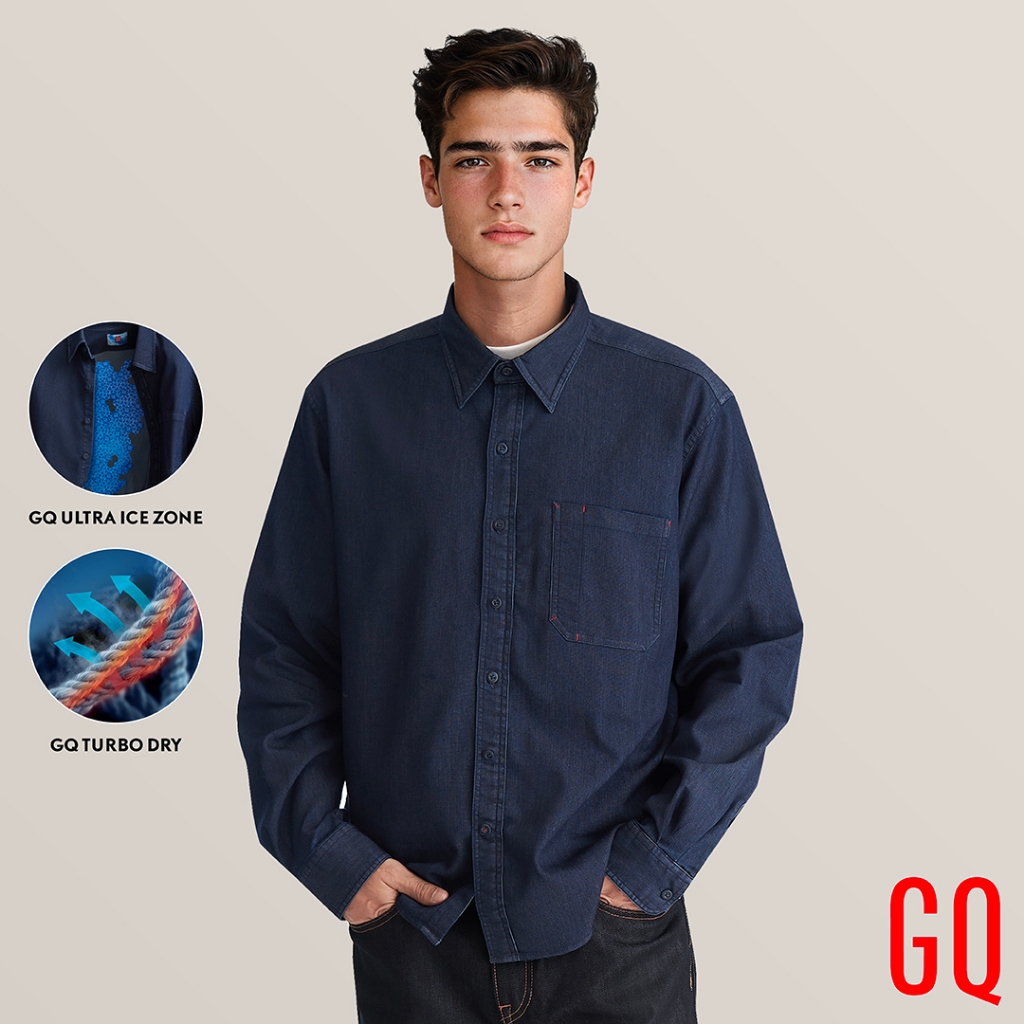 GQ Cool Tech™ Denim Long Sleeves เสื้อยีนส์เย็นแขนยาว มีกระเป๋าลับเก็บ ...