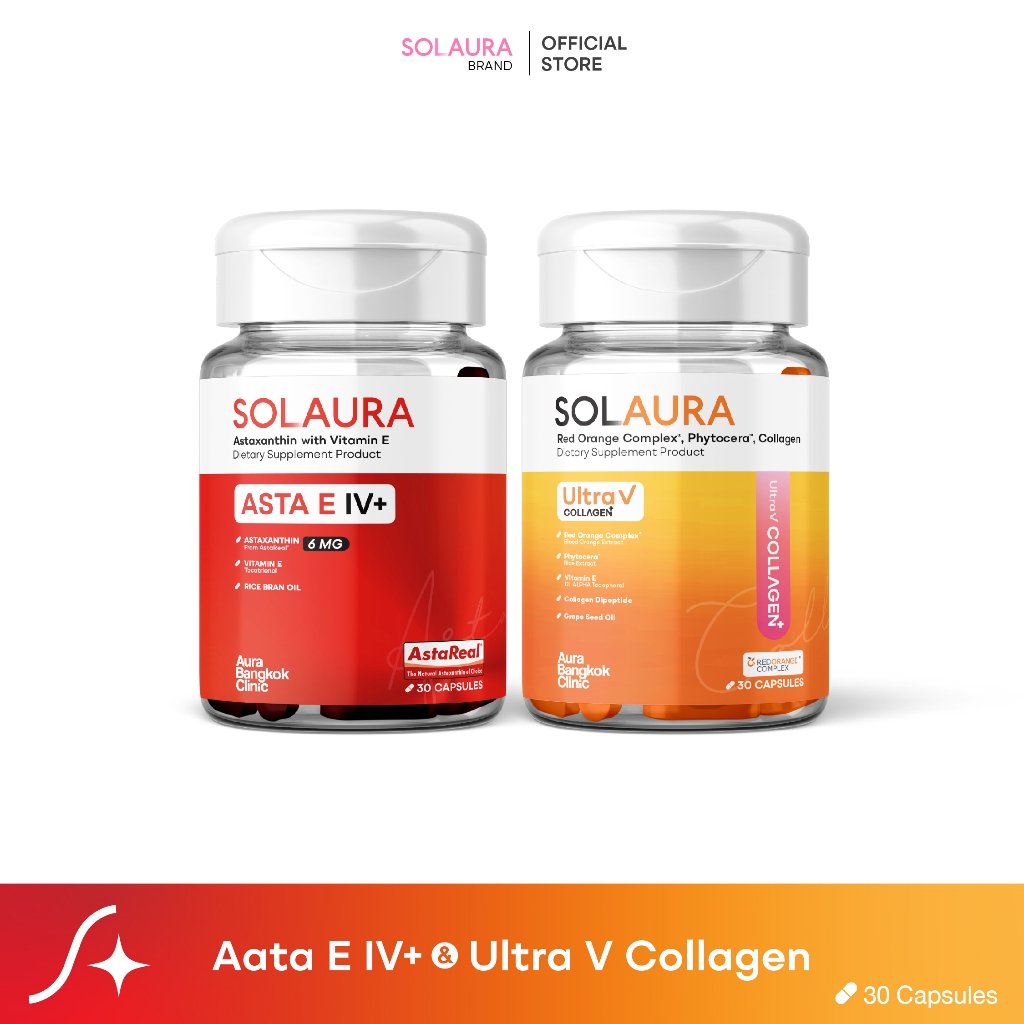 SOLAURA(โซลอร่า) - Asta E IV+ (30 Softgels) Astaxanthin & Ultra V ...