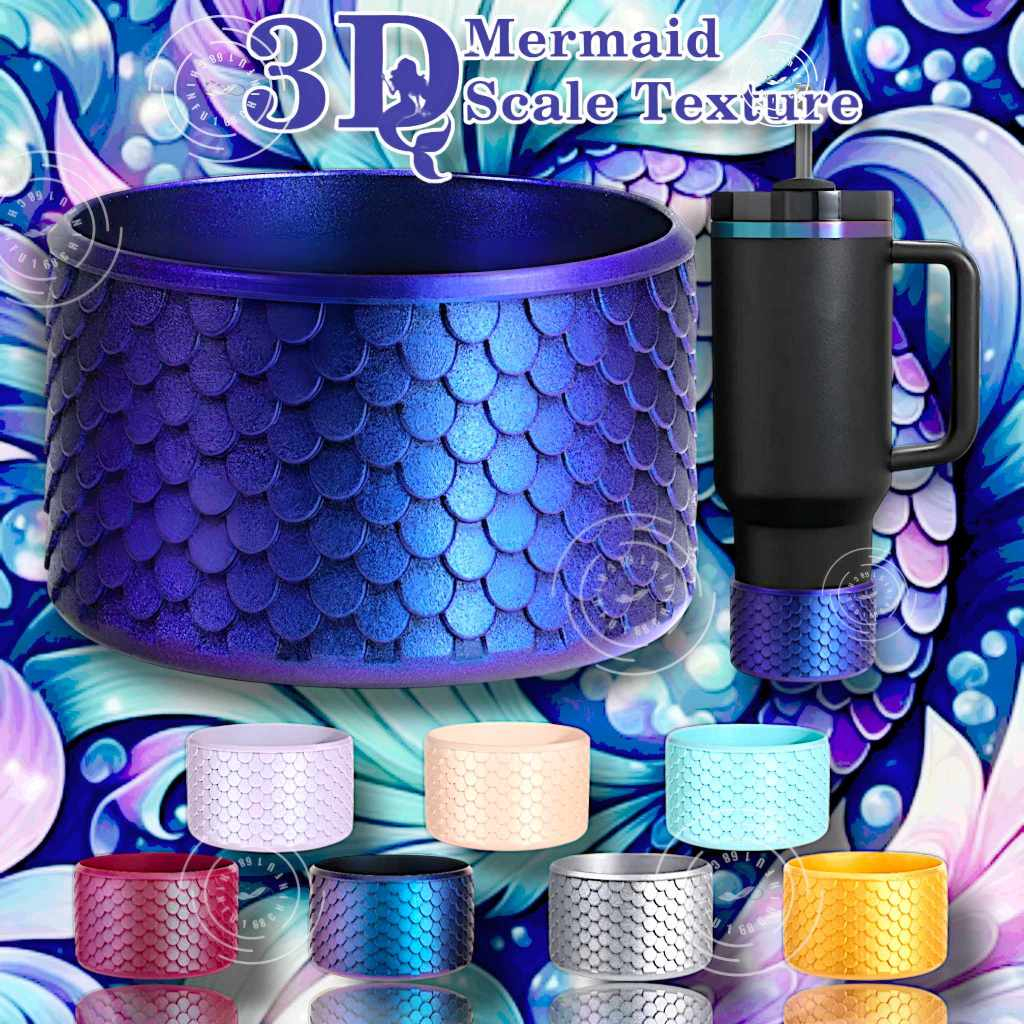 ซิลิโคนยางรองแก้วขนาด7.5cm ลายMermaidเกล็ดปลา Mermaid Silicone Boot for ...
