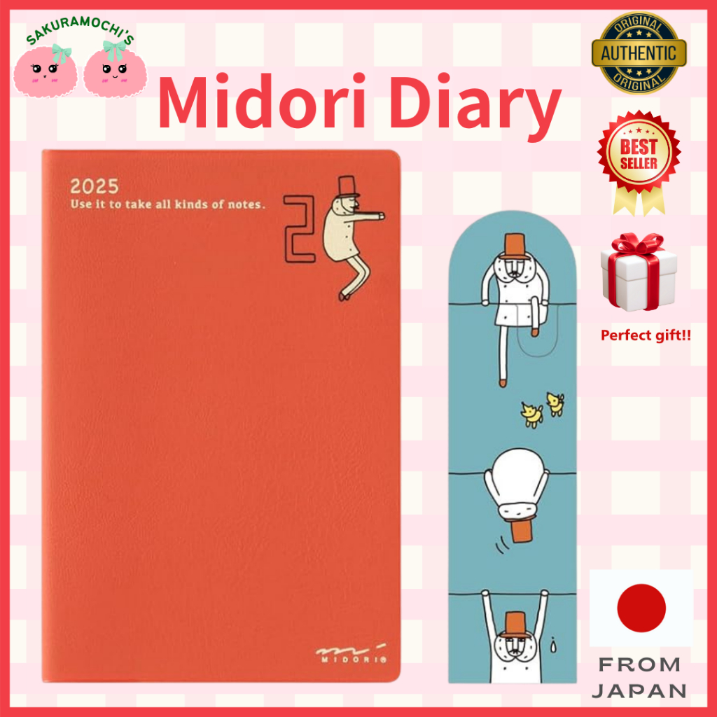 Midori Pocket Diary Notebook 2025 Mini Monthly With Bookmark [Direct ...