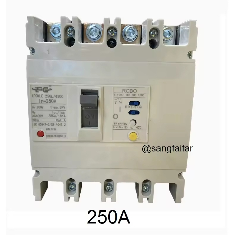 IPG เบรกเกอร์ กันไฟดูด RCBO 4P 3P+N 250A 125A 100A รุ่น IPGMLE-125L ...