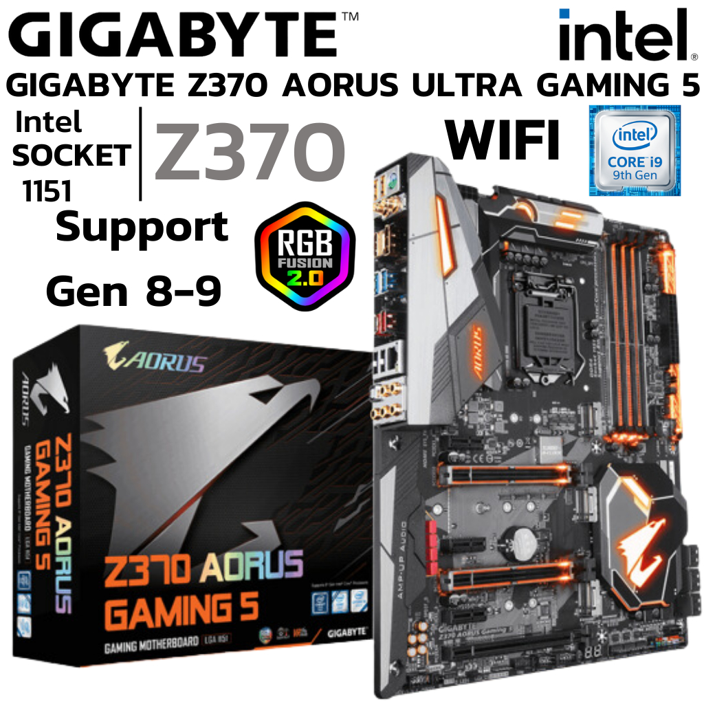 MAINBOARD (เมนบอร์ด) 1151 GIGABYTE Z370 AORUS Gaming 5 DDR4 Support Gen 8 Gen 9 | Shopee Thailand