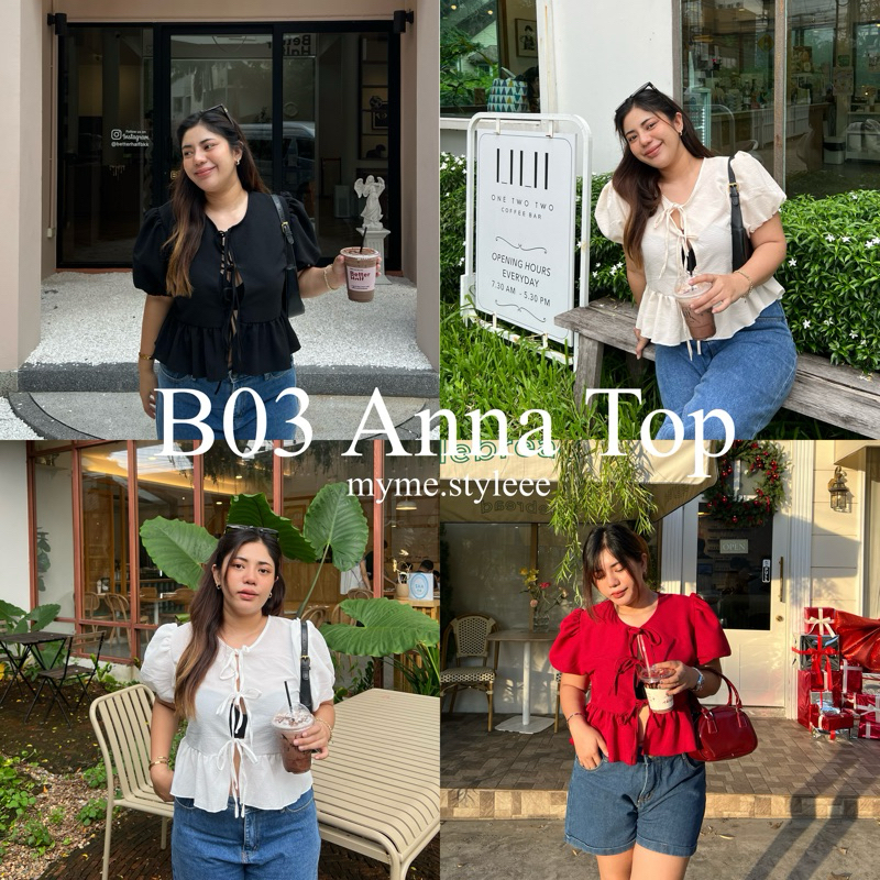 *พร้อมส่ง B03 Anna Top เสื้อผูกหน้าน่ารักสาวอวบ - myme.styleee | Shopee Thailand