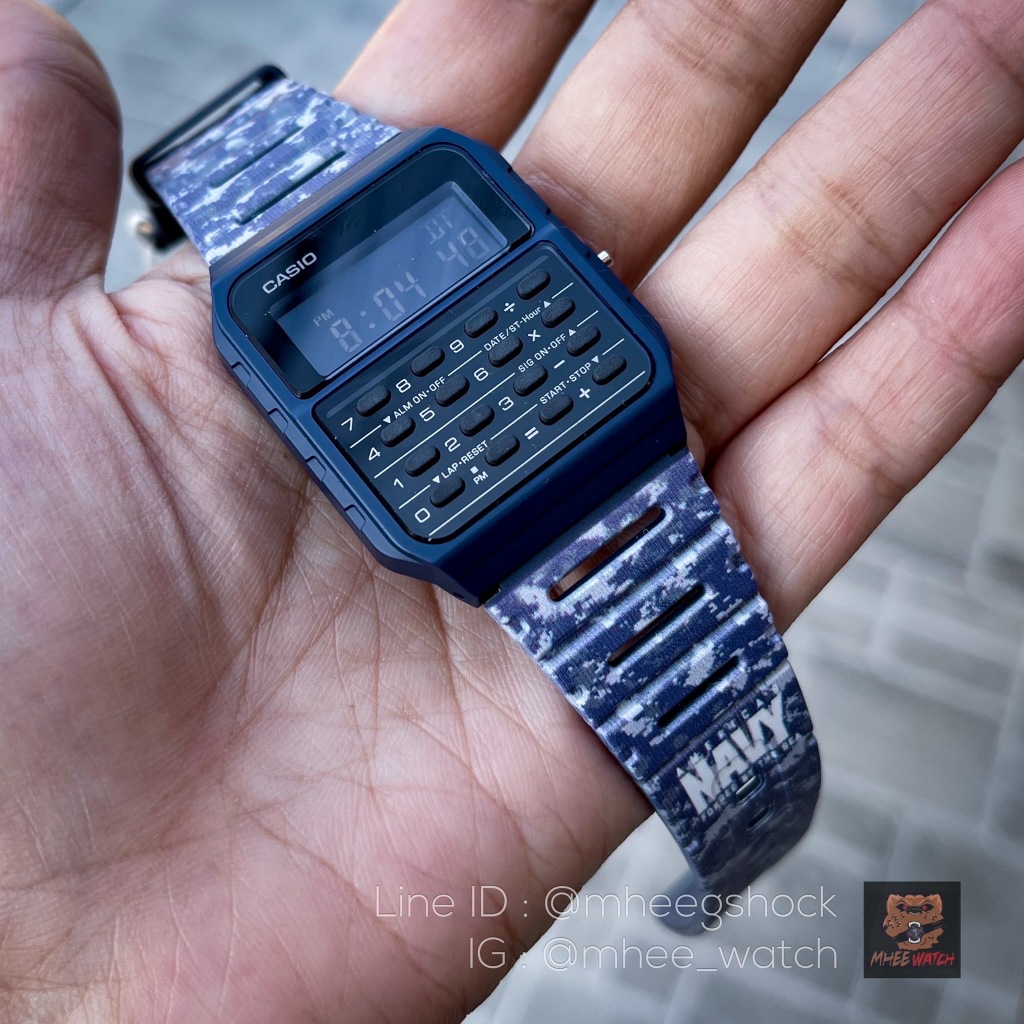 Casio Navy Blue Calculator Dial with American Navy Strap | Shopee Thailand