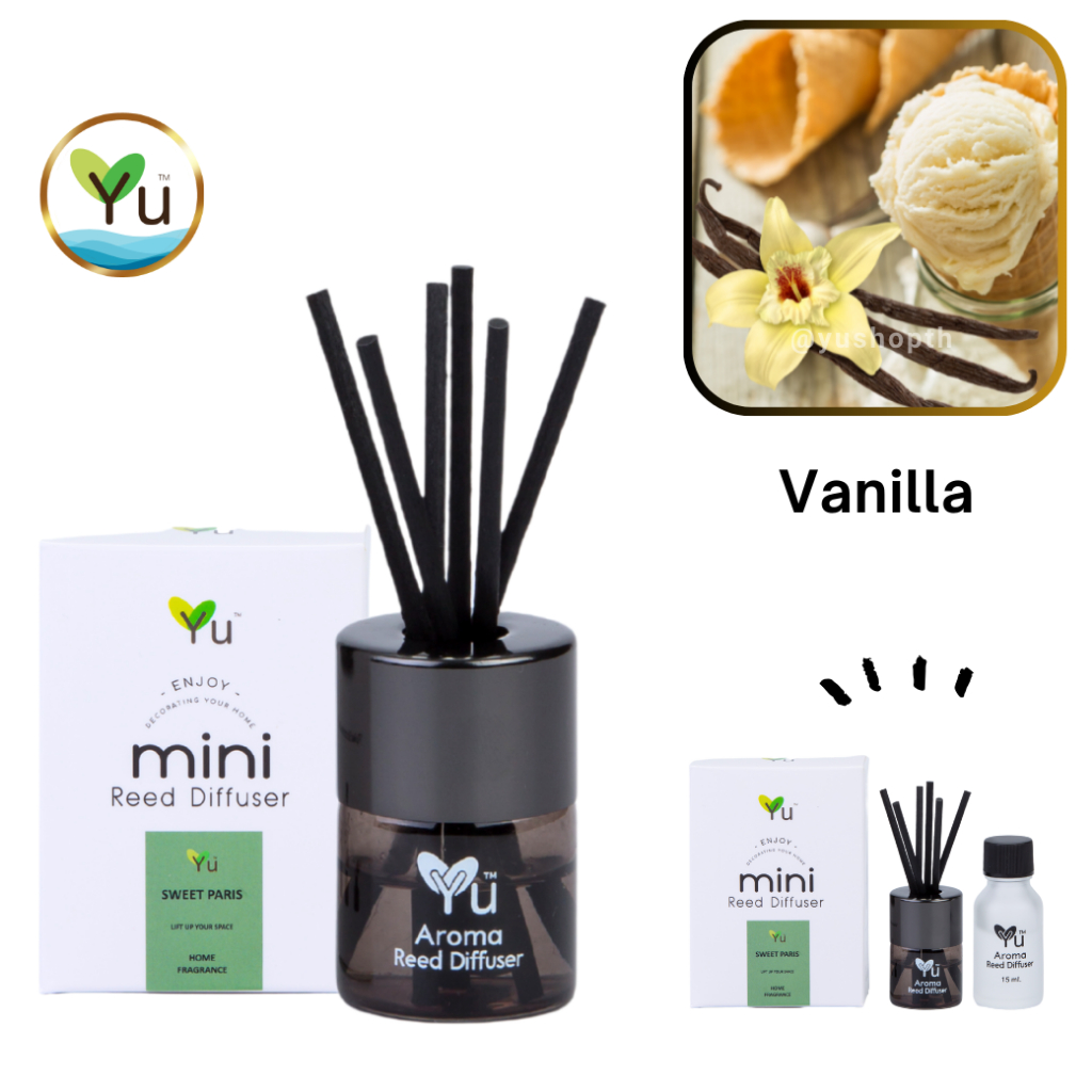 🌟 Mini Room Difuser 15 ml.🌟 กลิ่น Vanilla (วนิลา) กลิ่นหอมวนิลาพรีเมี่ ...