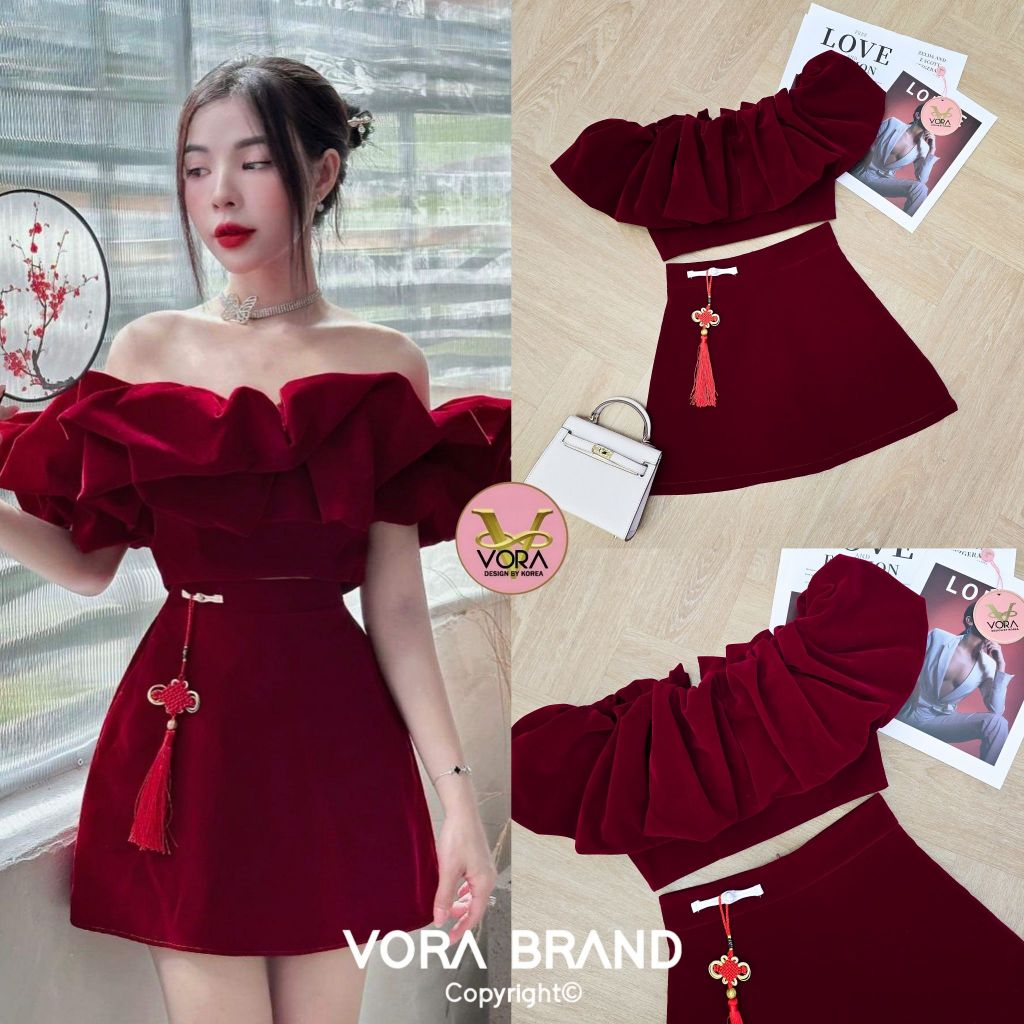 VORA Set ครอปปาดไหล่ จับจีบพองรอบตัว(*สอบถามสต๊อกก่อนกดสั่งน๊า) | Shopee Thailand
