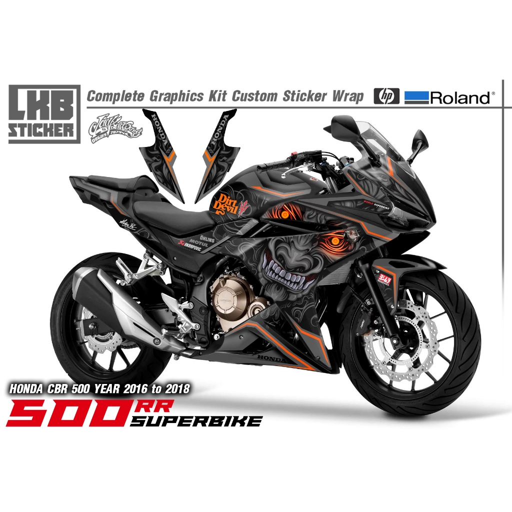 สติ๊กเกอร์แต่งลายรถ HONDA CBR 500 ปี 2016-2018 ลาย DEVIL | Shopee Thailand