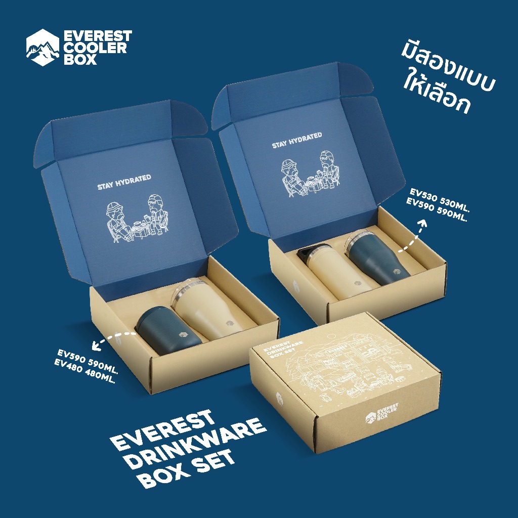 Everest Drinkware Box Setแก้วน้ำกระบอกน้ำเก็บความเย็นพร้อมกล่องของขวัญพรีเมี่ยมขนาด590ml,480ml ...