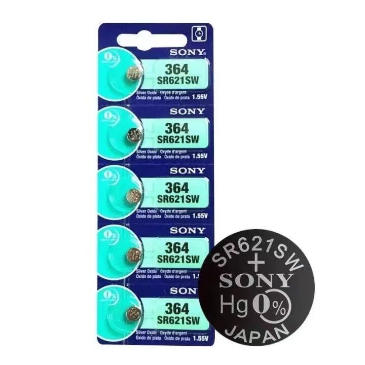 ถ่านกระดุม SR621SW , 364 , SR621 ยี่ห้อ SONY 0% mercury ถ่าน จำหน่ายแผง ...