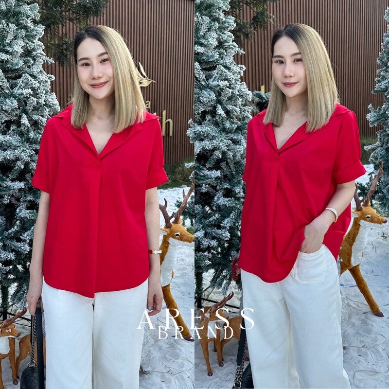 𝗜𝗩𝗢𝗥𝗬 𝗥𝗘𝗗 𝗦𝗛𝗜𝗥𝗧 AR617 | Shopee Thailand