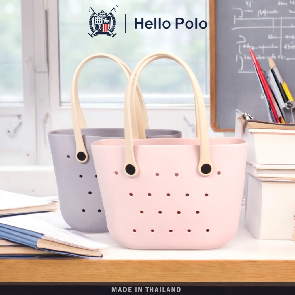 Hello Polo กระเป๋าแฟชั่น ใบใหญ่ ทรงโท้ท สะพายไหล่ ขนาด 30x42 CM. ยาง ...
