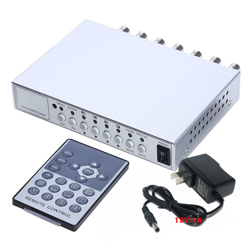 Quad 4Ch Video Splitter CCTV DVR Camera Processor Remote Control ส่งจาก ...