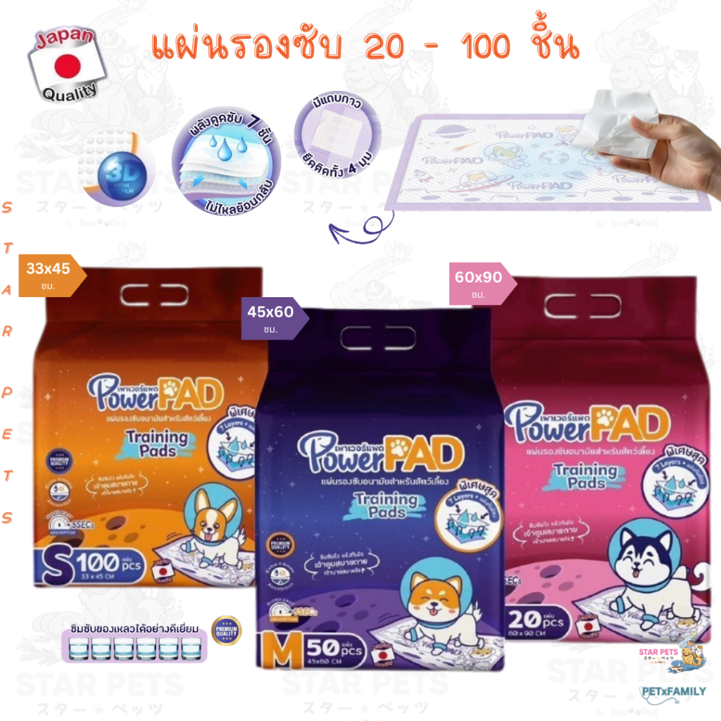 แผ่นรองซับพรีเมี่ยม Power Pad ไซส์ 60x90 ซม. และ 45x60 ซม. หนา 7 ชั้น ...