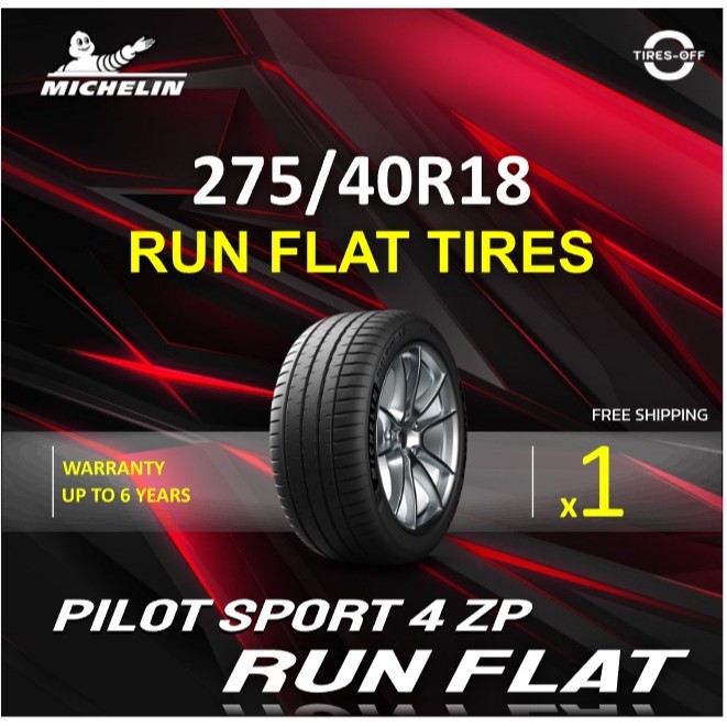 (ส่งฟรี) MICHELIN 275/40R18 รุ่น PILOT SPORT4 ZP RUN FLAT (1เส้น) ยาง ...