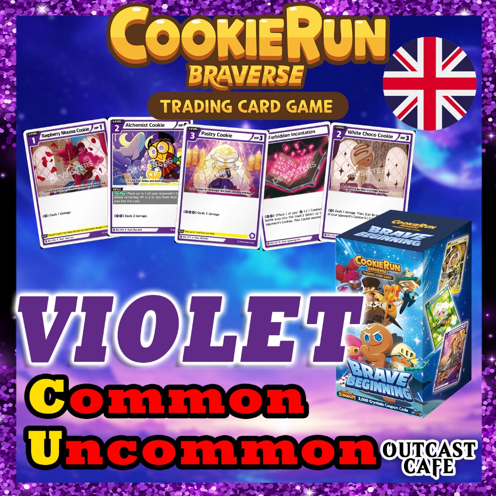 (ENG) ชุด Bs1-Bs2 สีม่วง Cookie Run Braverse TCG VIOLET Singles Common Uncommon การ์ดคุกกี้รัน ...