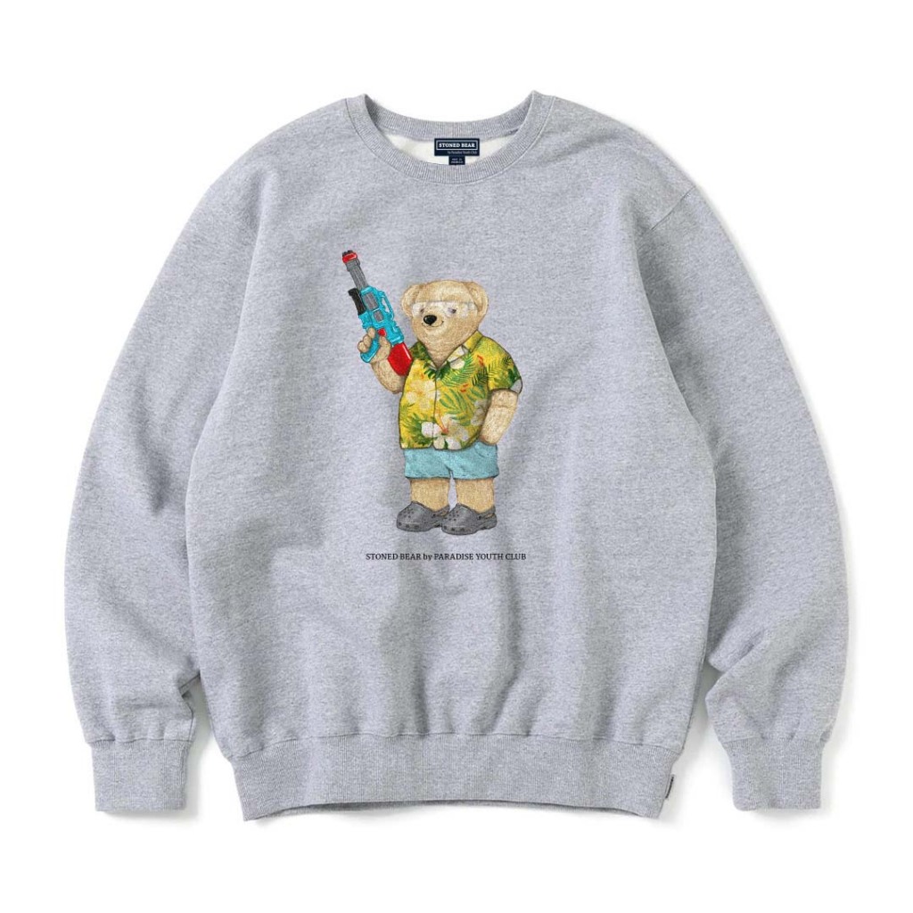 PYC STONED BEAR SONGKRAN HOLIDAY SWEATSHIRT MISTRY GREY | Shopee Thailand