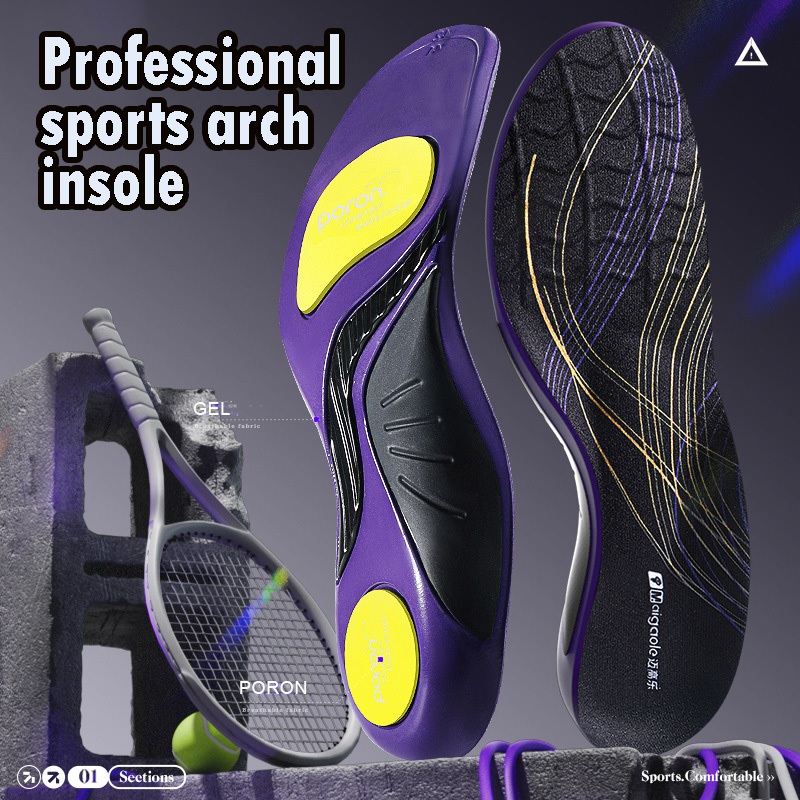 พื้นรองเท้าแบบสปอร์ต Poron+PU+mesh+เจล นุ่มสบาย พื้นรองเท้าดูดซับแรงกระแทกและระบายอากาศได้ดี ...