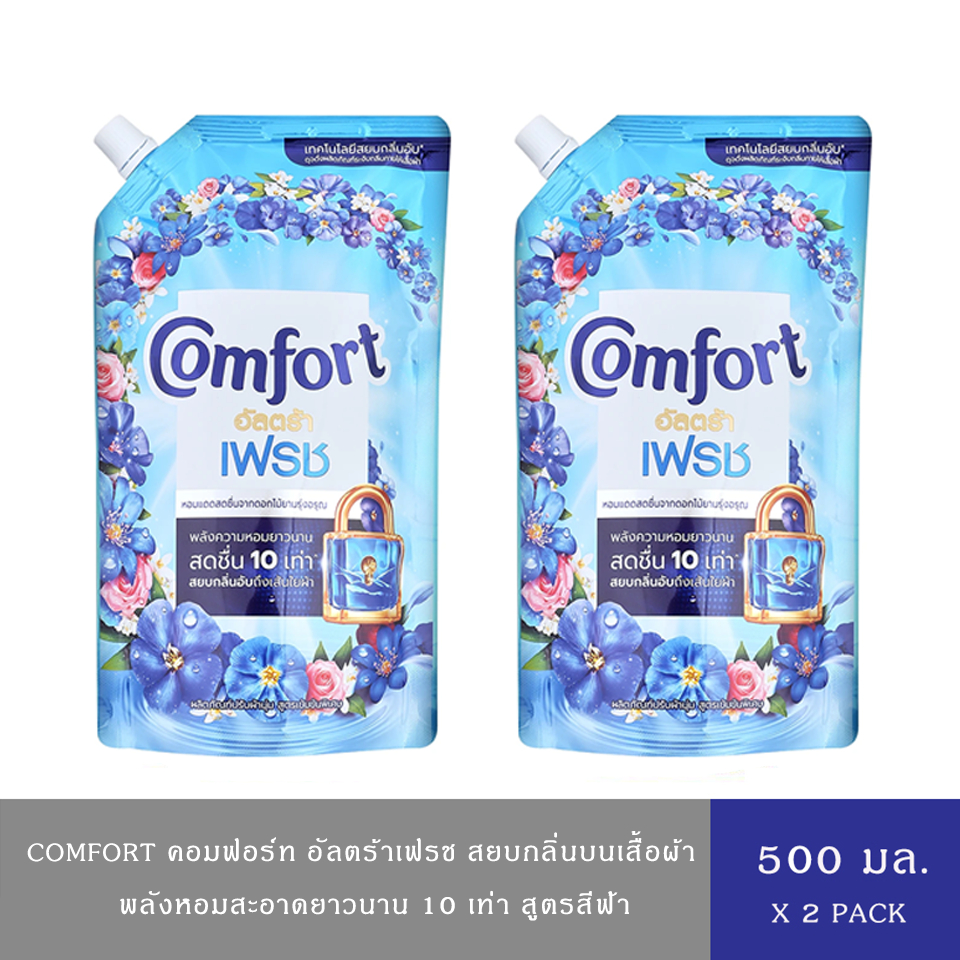 (แพ็ค 2 ถุง)คอมฟอร์ท อัลตร้า น้ำยาปรับผ้านุ่ม สูตรเดลิ เฟรช 500 มล. Comfort Ultra Fabric ...