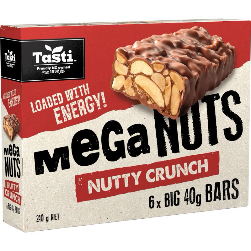 Meganuts nutty crunchy 240g. (6bars ) โปรตีนบาร์ถั่ว เคลือบช็อกโกแลต นำ ...