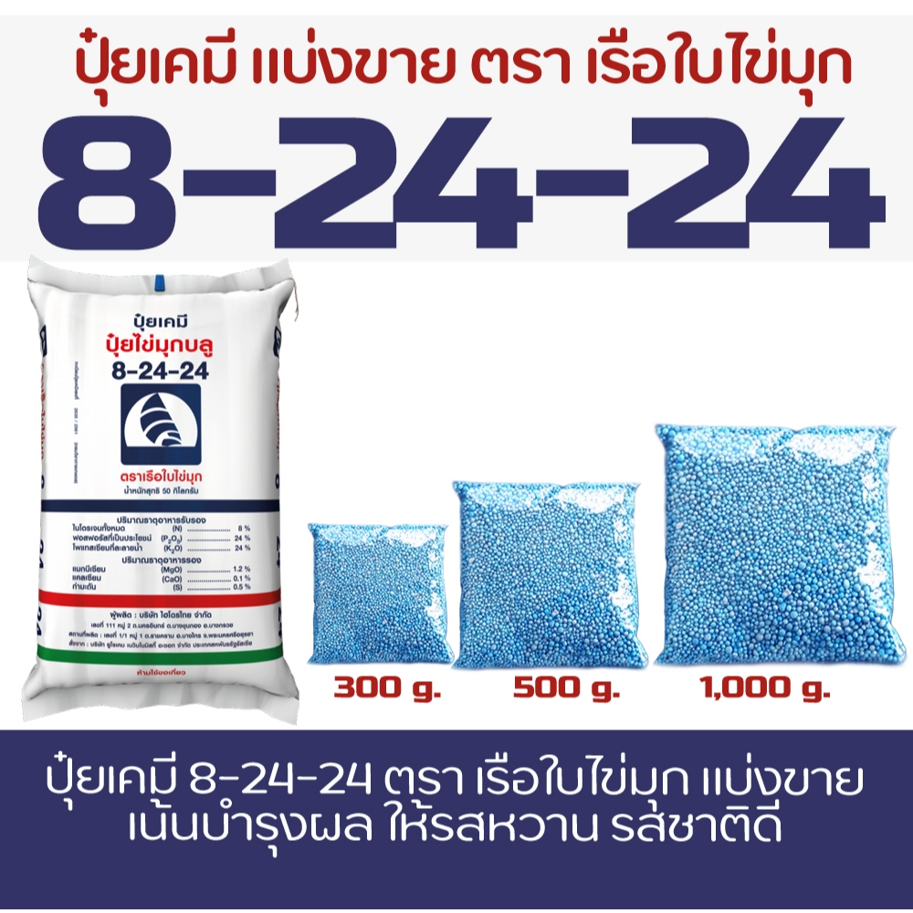 ปุ๋ยสูตร 8-24-24 ตราเรือใบไข่มุก(ของแท้) เร่งดอก บำรุงผลช่วยให้รสชาติดี ...