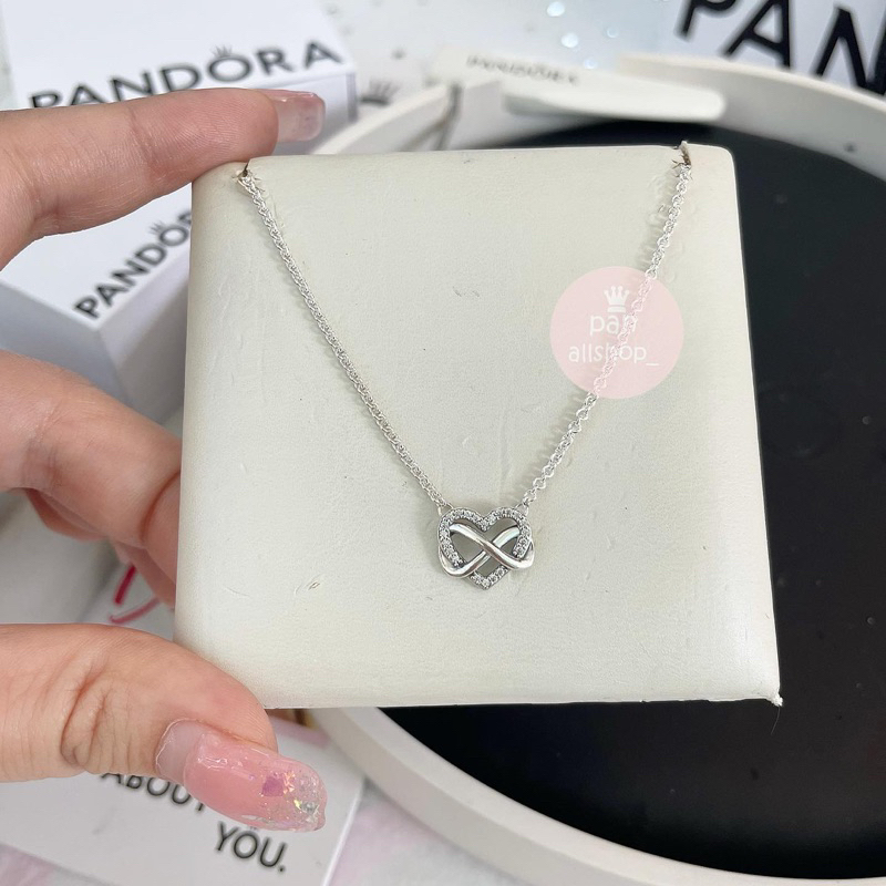 (ของแท้100%) Pandora Infinity heart silver necklace สร้อยคอหัวใจอินฟินิ ...