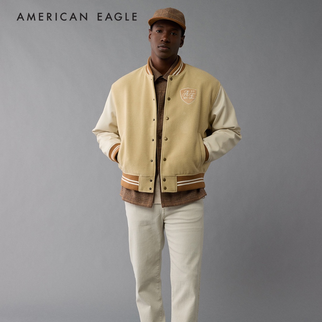American Eagle Varsity Bomber Jacket เสื้อแจ็คเก็ต ผู้ชาย บอมเบอร์ ...