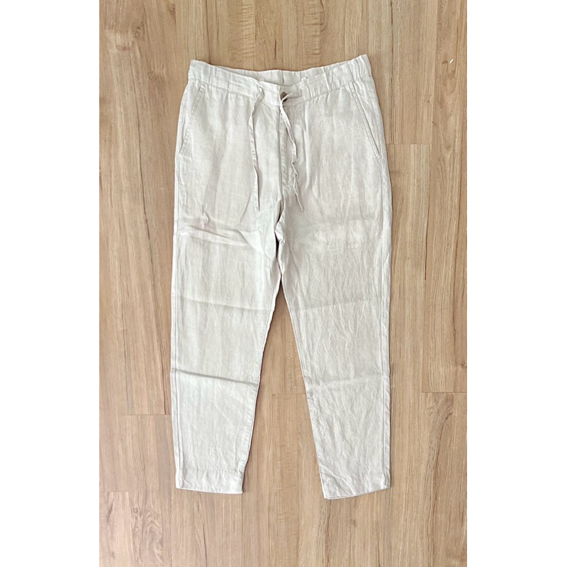 muji man linen pantสีเบจ | Shopee Thailand